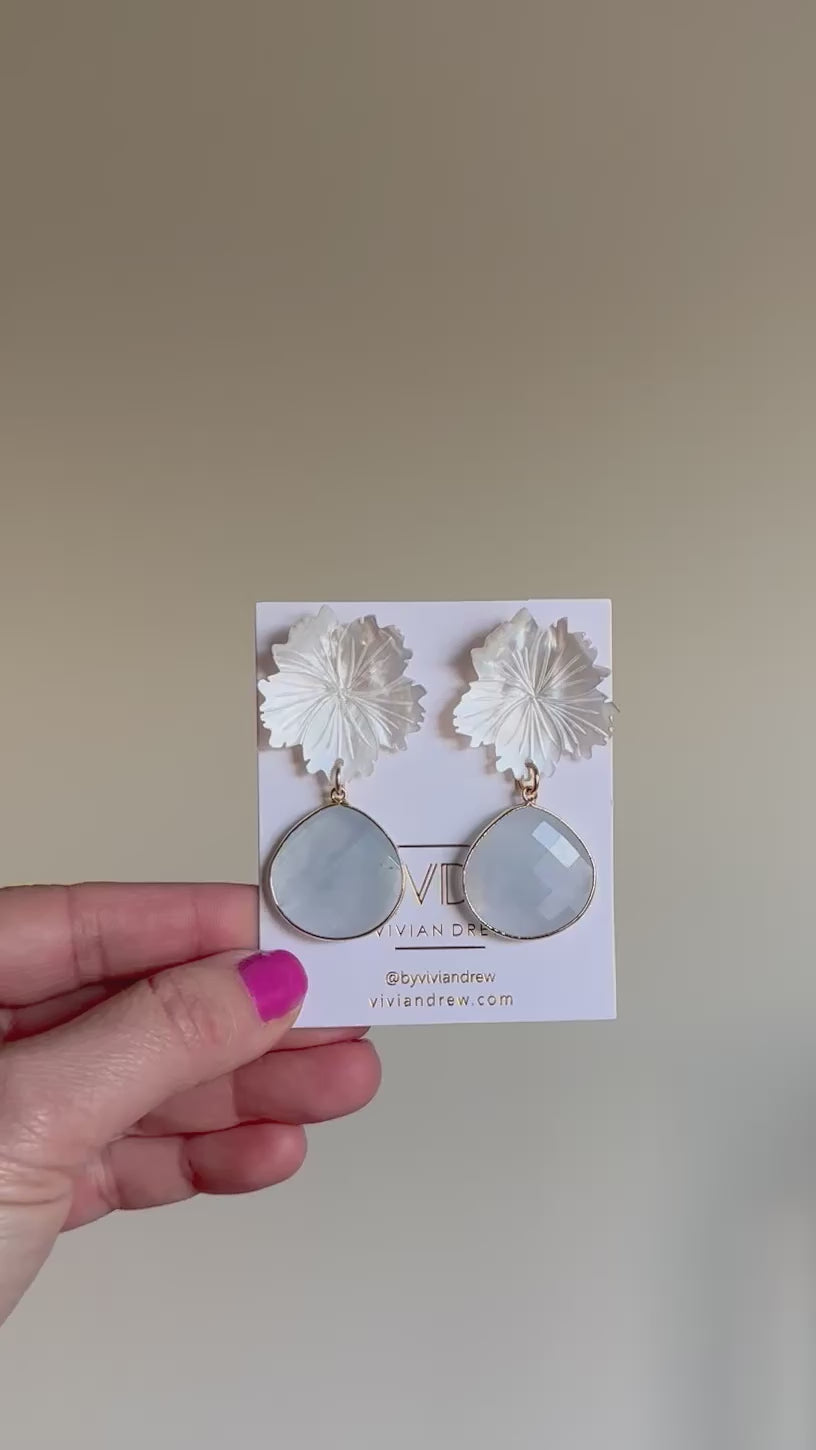 Shell flower +Baby Blue drop – Vivian Drew